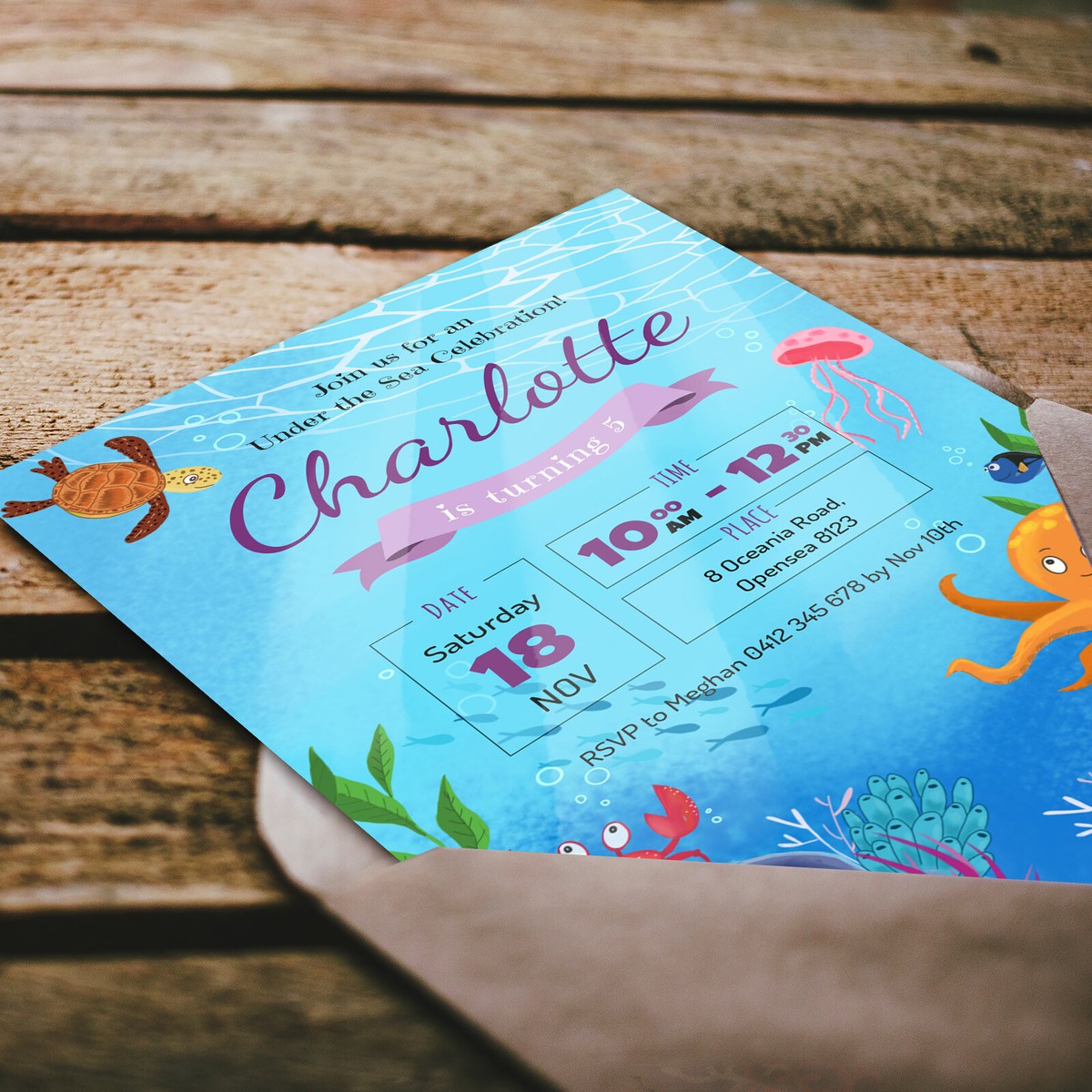 Under The Sea Party Invitation Wording Personalised Under The Sea