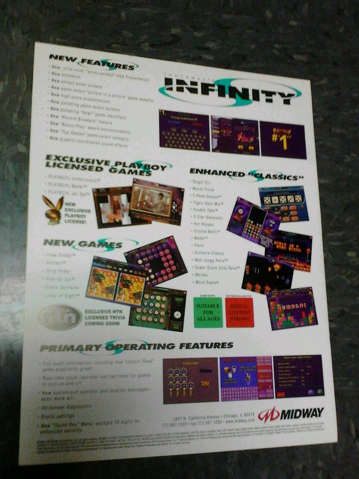 Midway TOUCHMASTER INFINITY arcade video game flyer nice color original ...