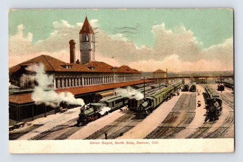 Postcard Colorado Denver CO Union Railroad Train Station Depot 1907 ...