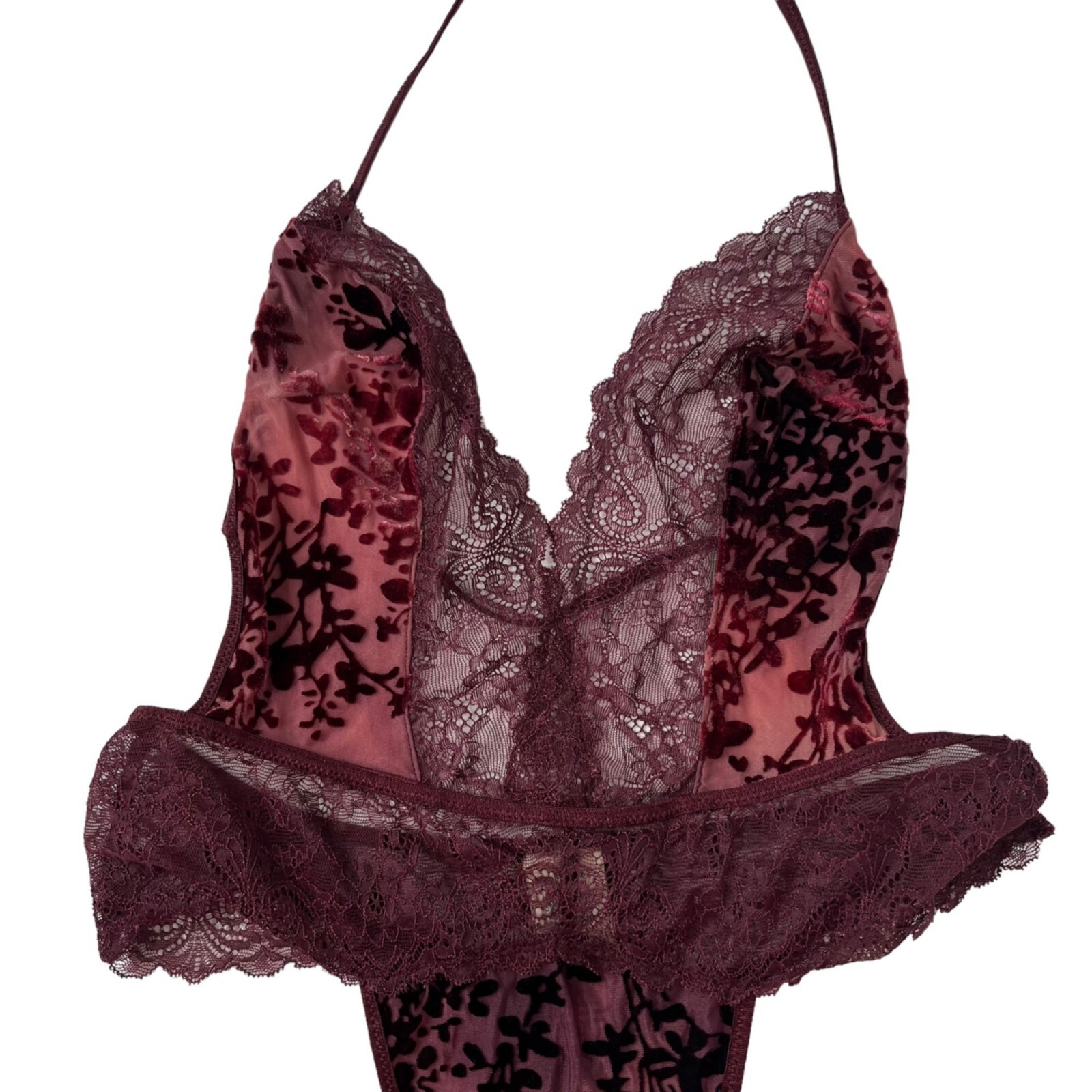 In Bloom by Jonquil Lace Teddy Nightie Maroon Velvet … - Gem