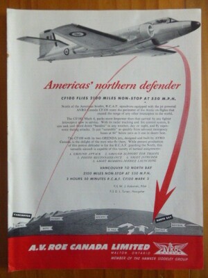 2/1954 PUB AVRO CF-100 RCAF ROYAL CANADIAN AIR FORCE ORENDA ORIGINAL AD ...