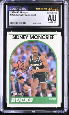 Sidney Moncrief Signed 1989-90 Hoops Card 275 Milwaukee Bucks CGC AU ...
