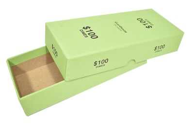 Dime Roll Storage Box 100$ Capacity Hold 20 Wrapped Coin Rolls Green ...