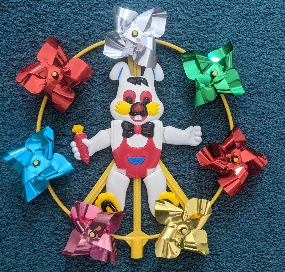 Vintage Creepy Bunny Rabbit Wind Spinner Halloween Prop Easter Rare VTG ...