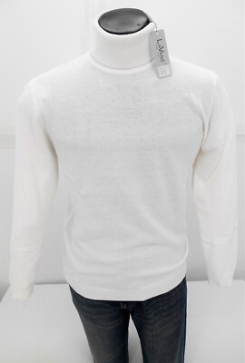 LaVane Men's Solid White Cotton Blend Turtleneck Sweater $29.99 | eBay