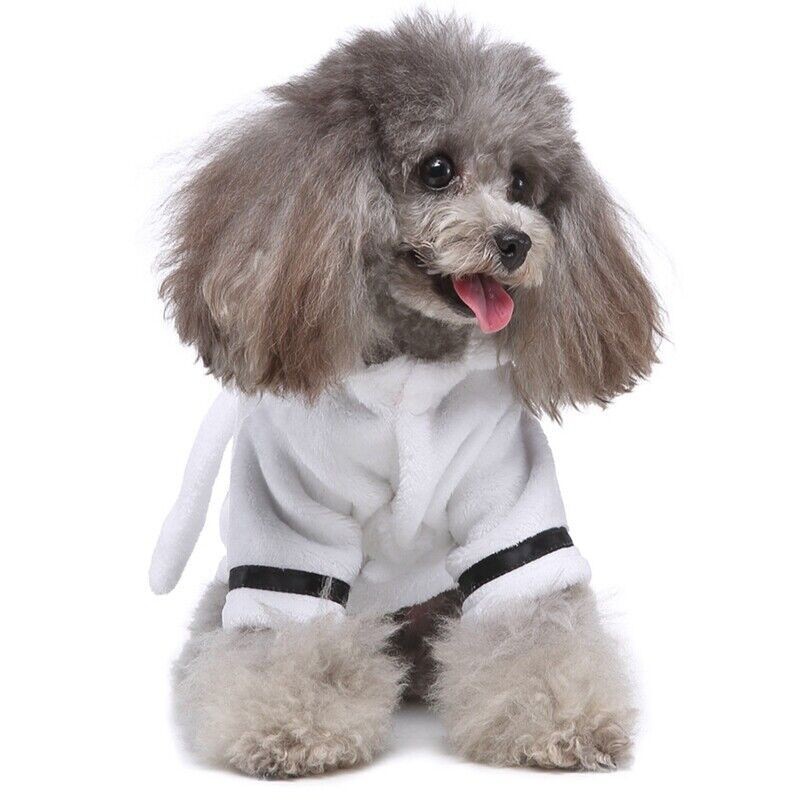 UK NEW Dog Bathrobe Towel Pajamas with Hood Absorbent Puppy Dressing ...