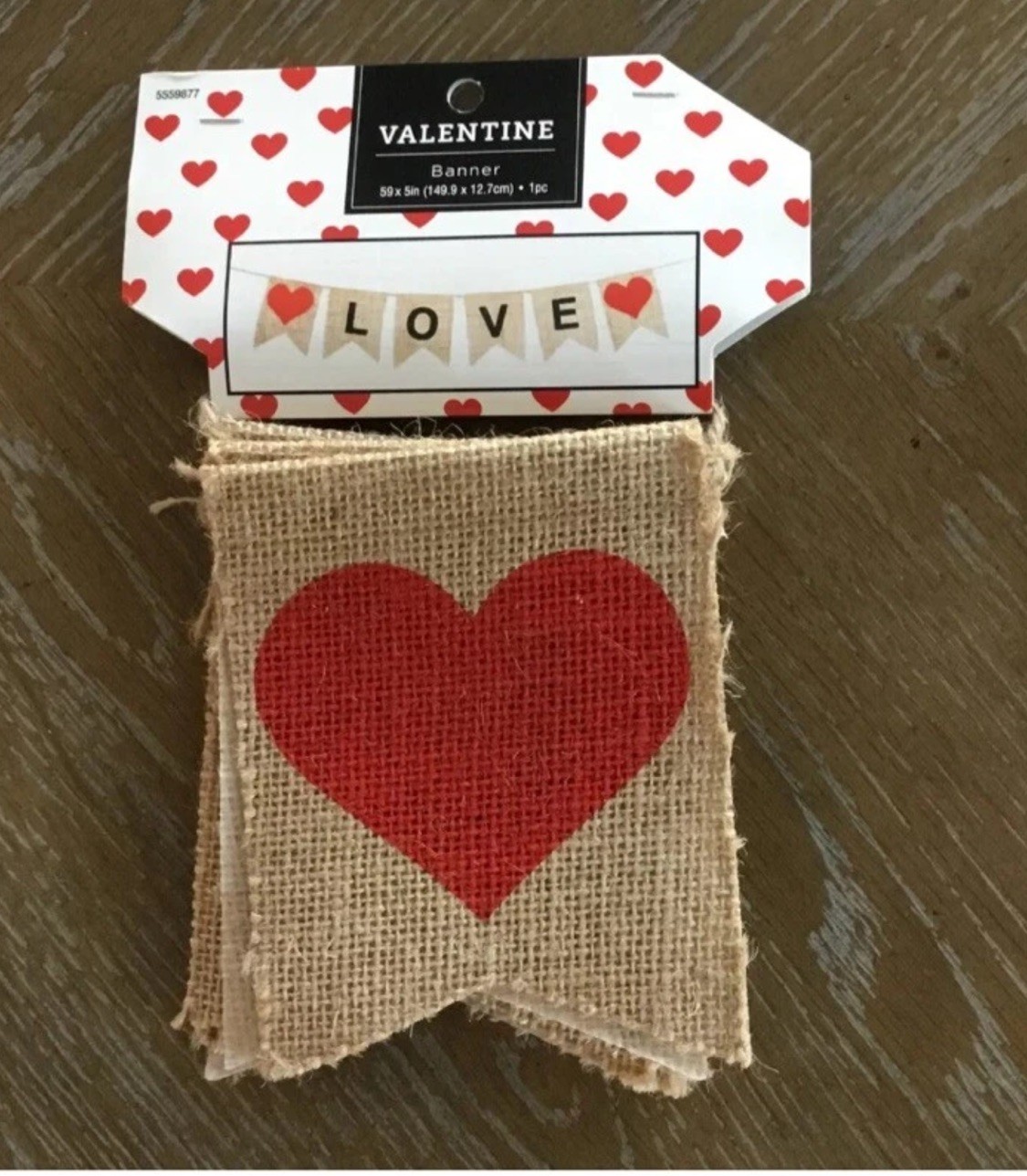 Tan Burlap LOVE Valentine Heart Banner 59" X 5" New