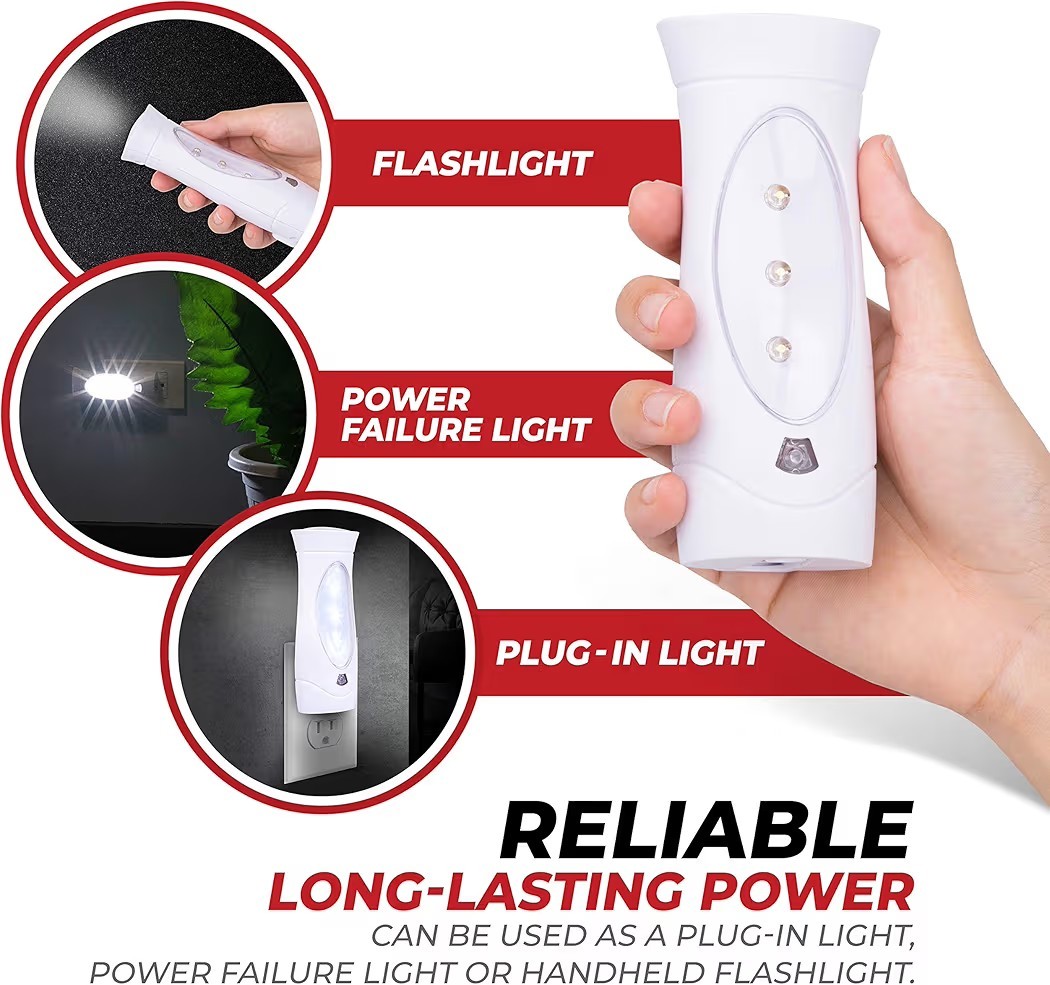 Amerelle LED power-failure light with plug-in flashlight rechargeable ...