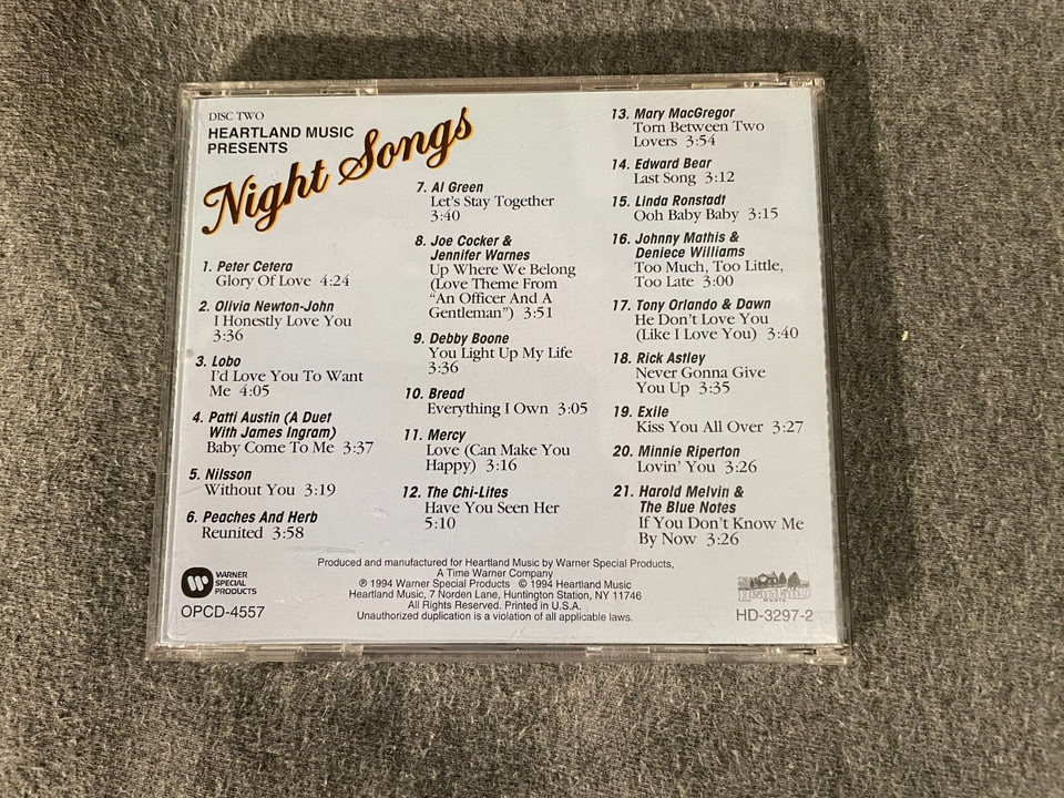 Night Songs Heartland Music CD Disc Two 1994 Nilsson Al Green Bread Chi ...