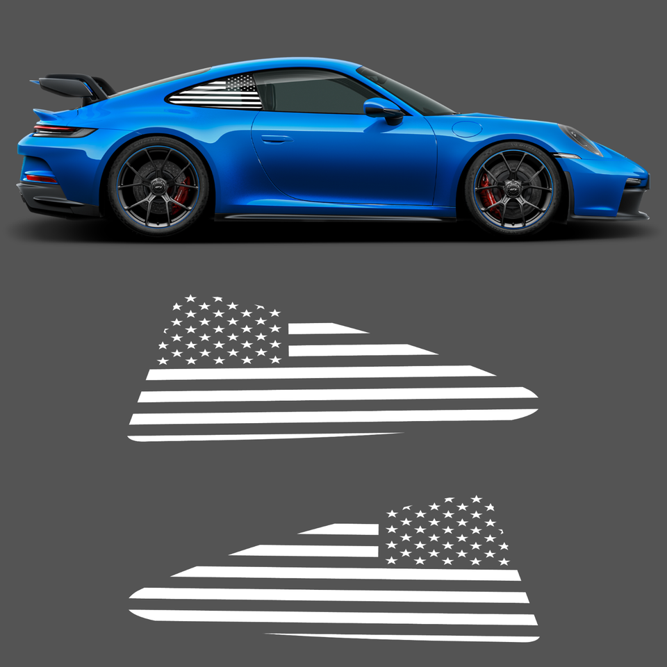 American Flag Rear Side Window Decal Fits: 2017 - 2019 Porsche 911 GT3 ...