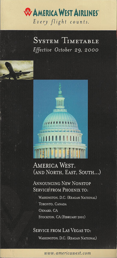 America West Airlines system timetable 10/29/00 [0123] Buy 4+ save 25% ...