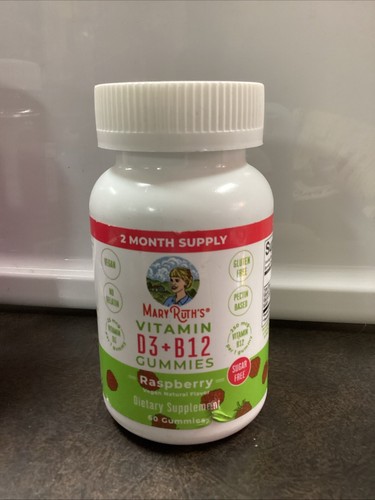 Mary Ruth's Vitamin D3 + B12 Gummies Raspberry 60 Gummies SEALED Vegan ...