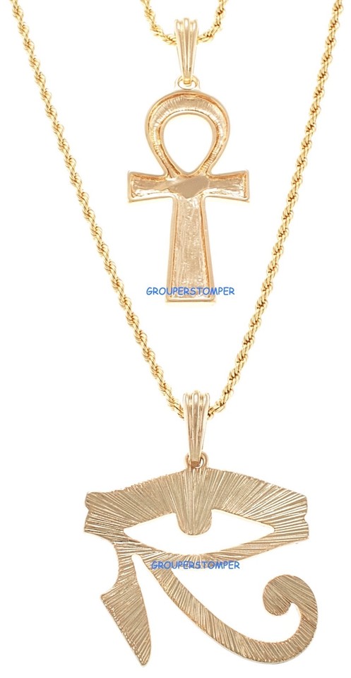 Ankh And Eye Of Ra Necklace Set Egyptian with 24 And 30 Inch Long ...
