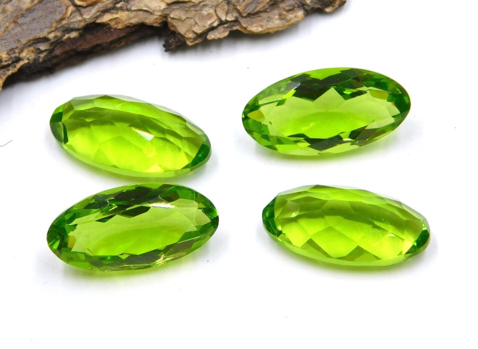 28 Cts 4 Pcs Peridot Oval Cut Loose Gemstone 9x18 MM For Jewelry Making ...