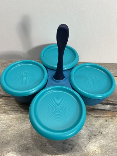 Tupperware Essentials Blue & Teal Condiment Server 4 piece Set | eBay