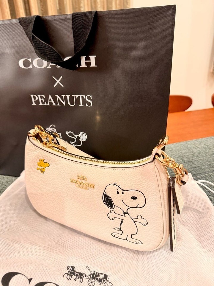 COACH x PEANUTS Shoulder Bag CBJ76 Tote Handbag Limited Edition Leather ...