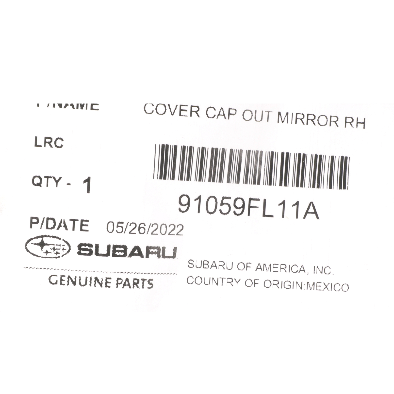 OEM NEW 2017-2023 Ascent Impreza Legacy Outback Exterior Mirror Cover ...