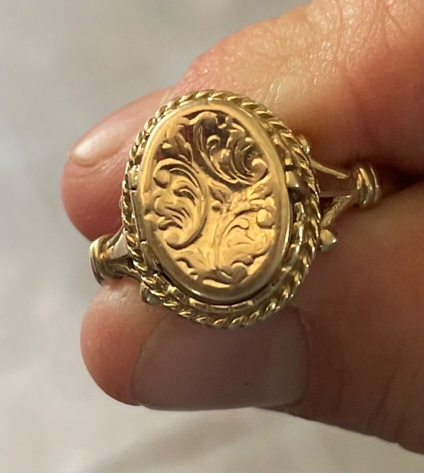 SCG Vintage 14K gold locket ring; estimated size 10 | eBay