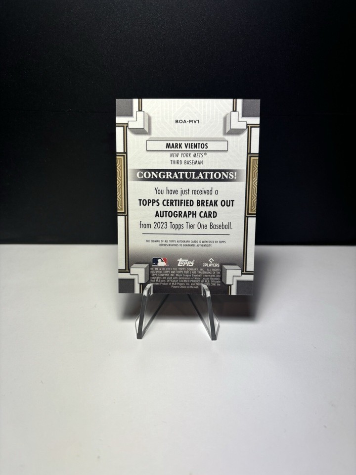 2023 Topps Tier One Mark Vientos Certified Breakout Auto Gold 191/299 ...