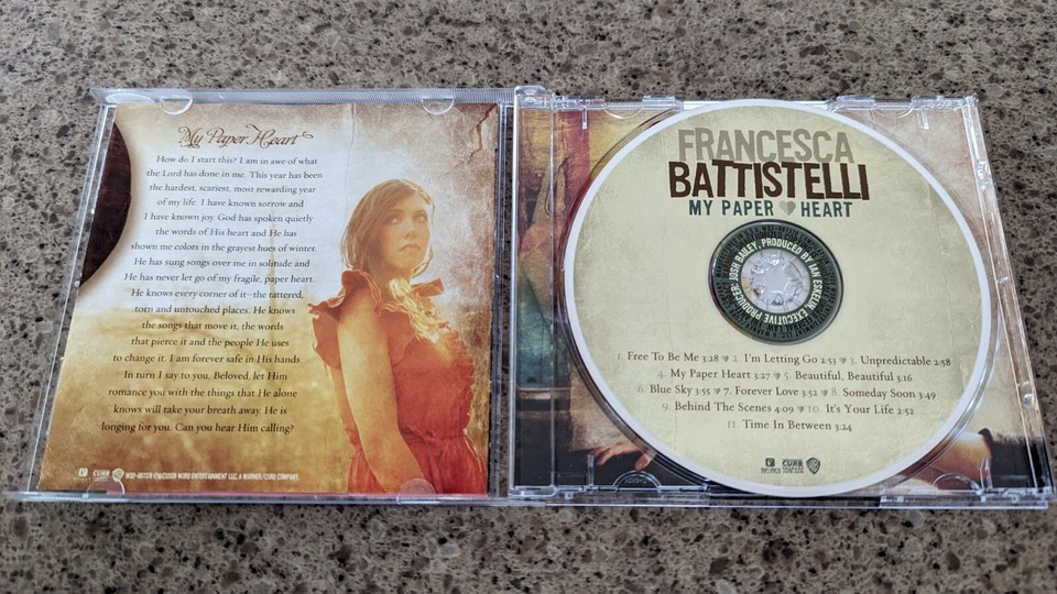Francesca Battistelli My Paper Heart CD w/ 4 hits Free To Be Me Warner Word 2008 80688737825| eBay