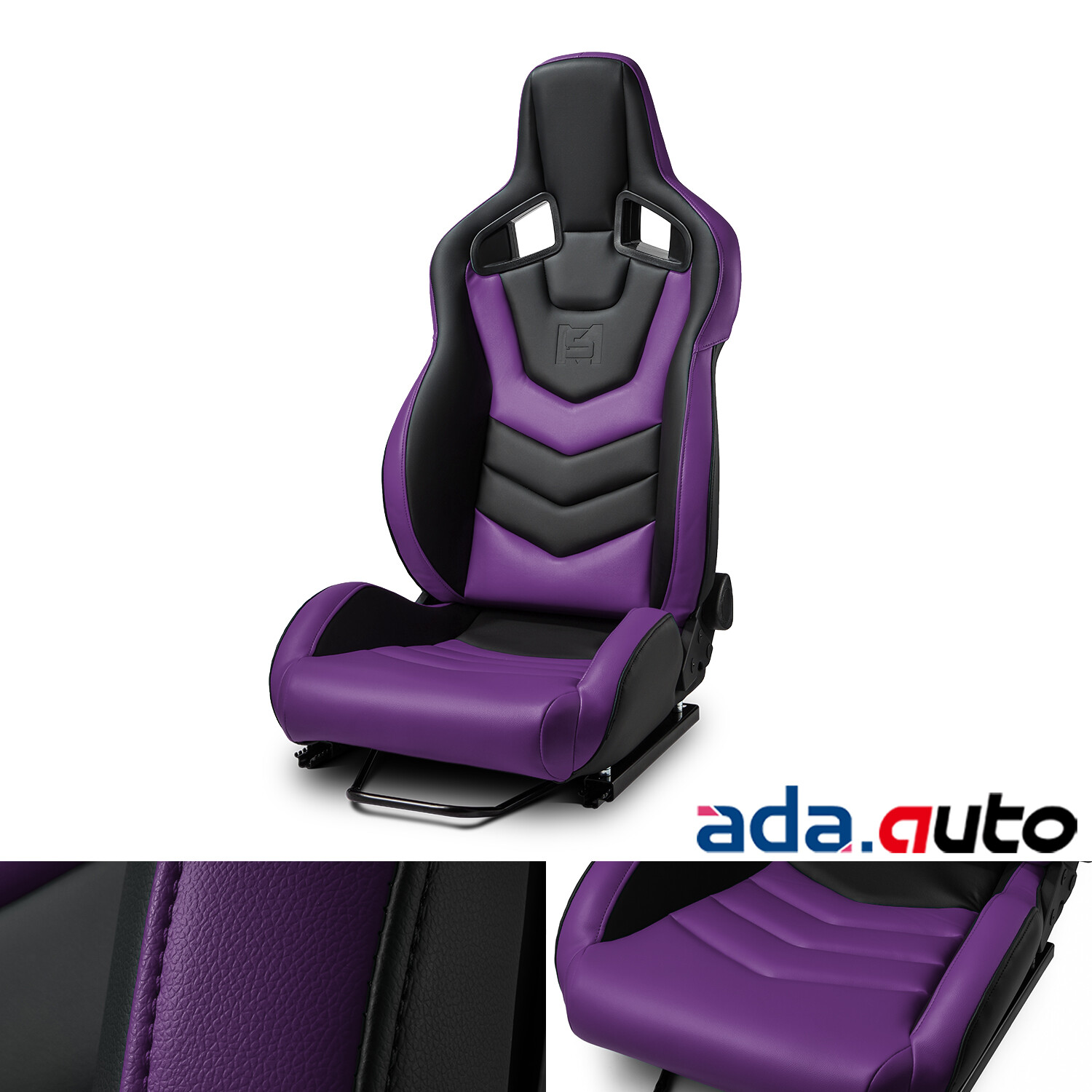 Universal Reclinable PVC EVO-Series Racing Seats Car Seat Black-Purple ...