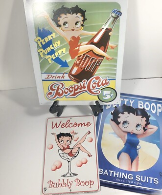 Betty Boop Tin Signs Lot of 3 (Bubbly Boop,Bathing Suit Betty Boop ...
