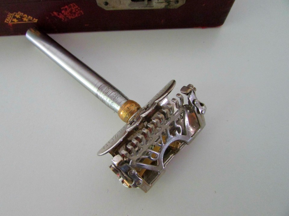 ANTIQUE KAMPFE STAR SAFETY RAZOR SET STROPPING MACHINE BLADES CASE | eBay