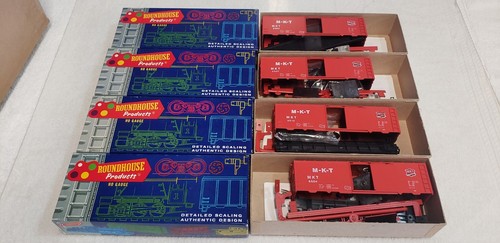 HO SCALE ROUNDHOUSE MKT MISSOURI KANSAS & TEXAS 40'FT S/D BOX CAR LOT(4 ...