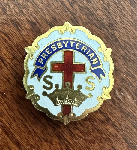 Vintage Presbyterian Sunday School Pin 1/20 10 KT Gold Little Cross ...