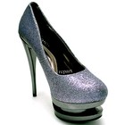 New women's shoes high heel pumps stilettos pewter glitter evening prom ...