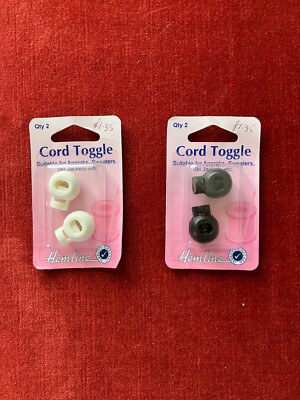 Hemline Cord Toggles Choose from White and Black | eBay UK