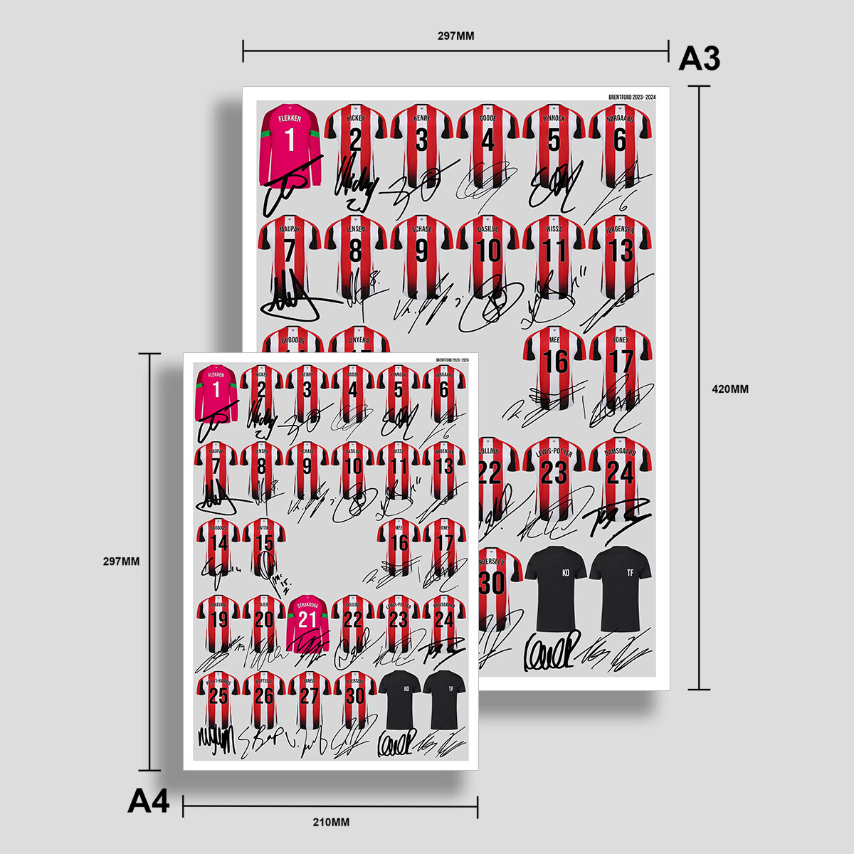 BRENTFORD 2023-2024 SQUAD TEAM SIGNED POSTER PRINT PHOTO IVAN TONEY ...