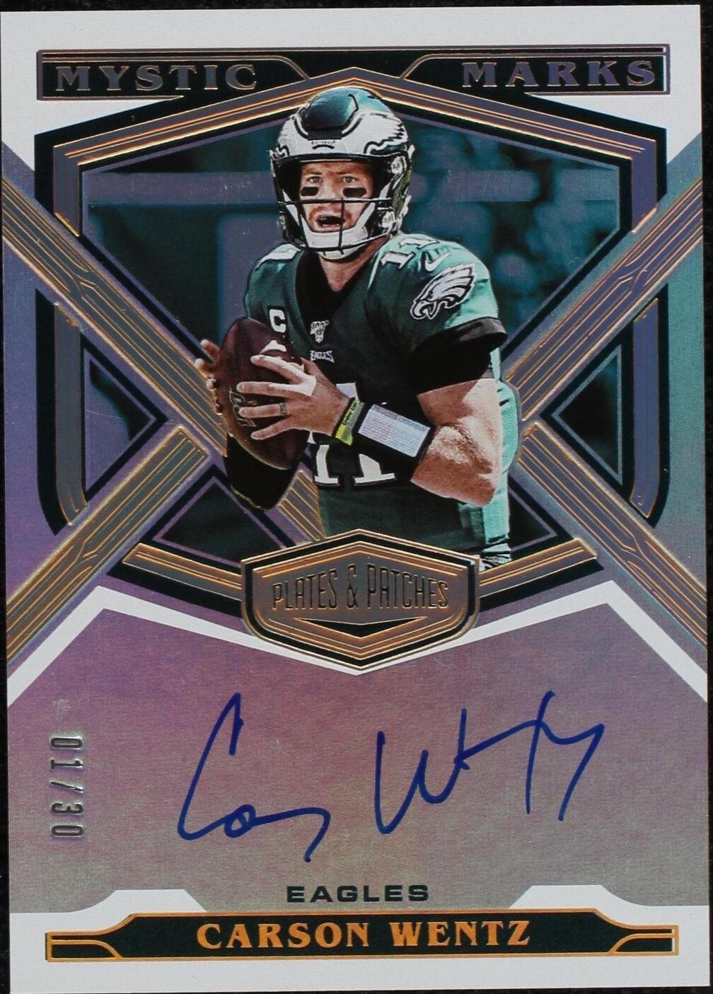 2020 Panini Plates & Patches - Mystic Marks Autographs Carson Wentz #MY ...