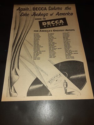 Decca Records Rare Original 1951 Promo Poster Ad Framed! | eBay