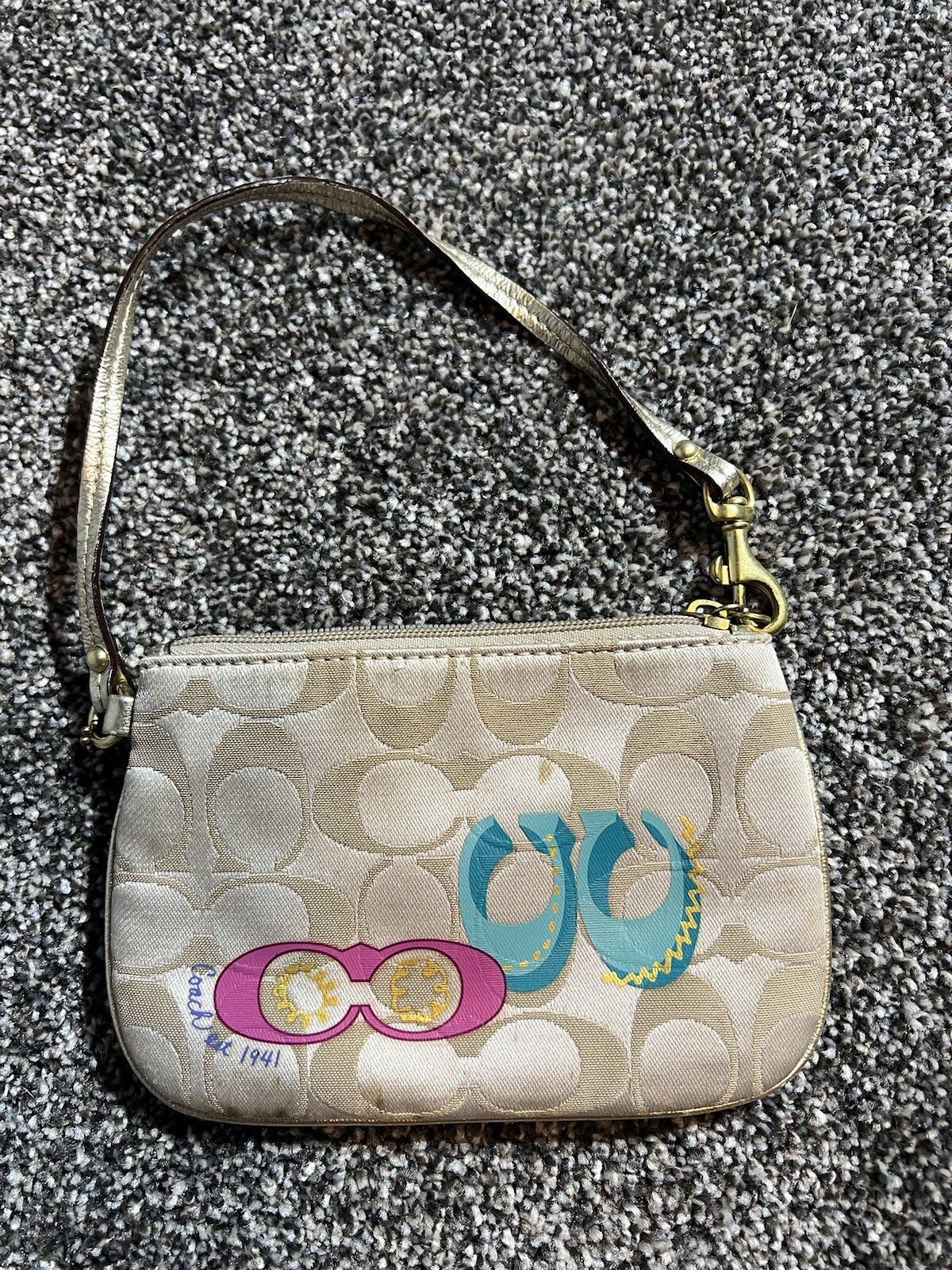 Coach C Logo Older Style Golf Hardware Wristlet - Gem