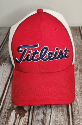 Titleist Red Blue Adult Unisex Golf Hat Flex Fit Fitted L/XL | eBay