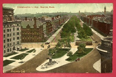 Postcard Boston Massachusetts Commonwealth Avenue Aerial View c1907 | eBay