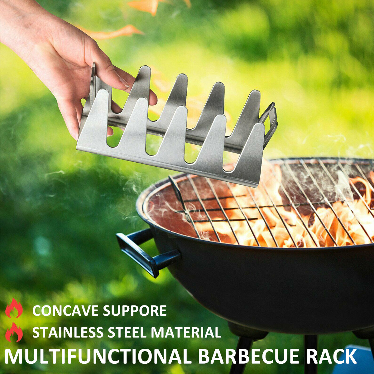 BBQ Multi Grill Rack Robust Stainless Steel Stand Grill Holder Portable ...