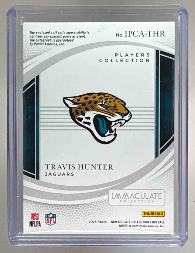 Travis Hunter 2025 Panini Immaculate Players RC Laundry Tag Patch Auto ...