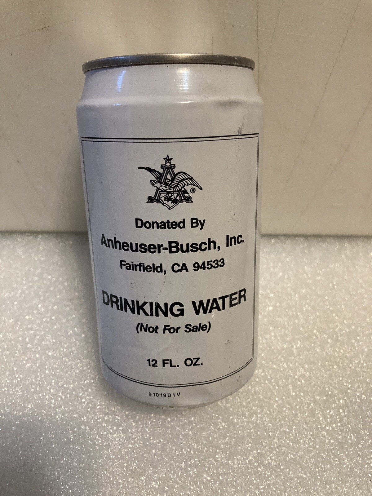 ANHEUSER BUSCH EMERGENCY DRINKING WATER 12 OZ. ALUMINUM CAN. FULL. 12 ...