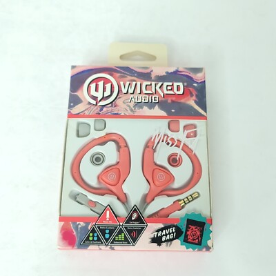 WICKED AUDIO Ear Buds Headphones Hot Pink Neon Miss fit Travel Bag New ...