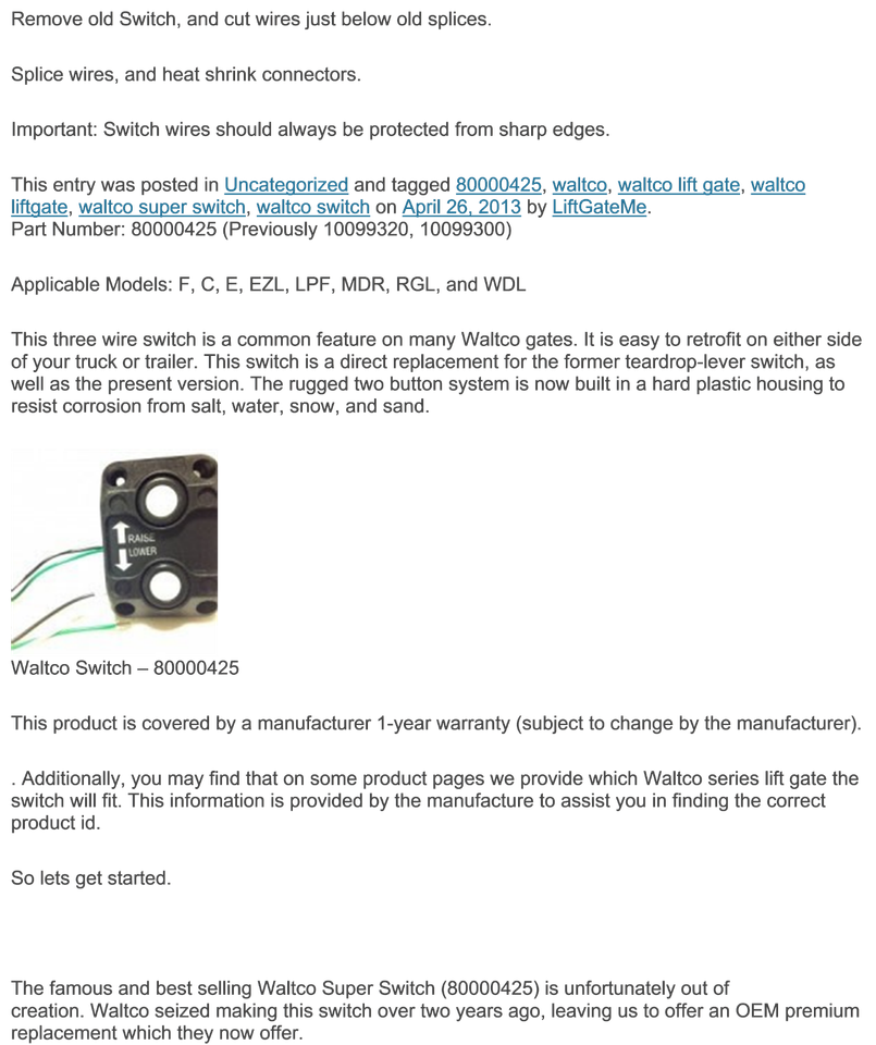 Waltco Super Switch 800000425 | eBay