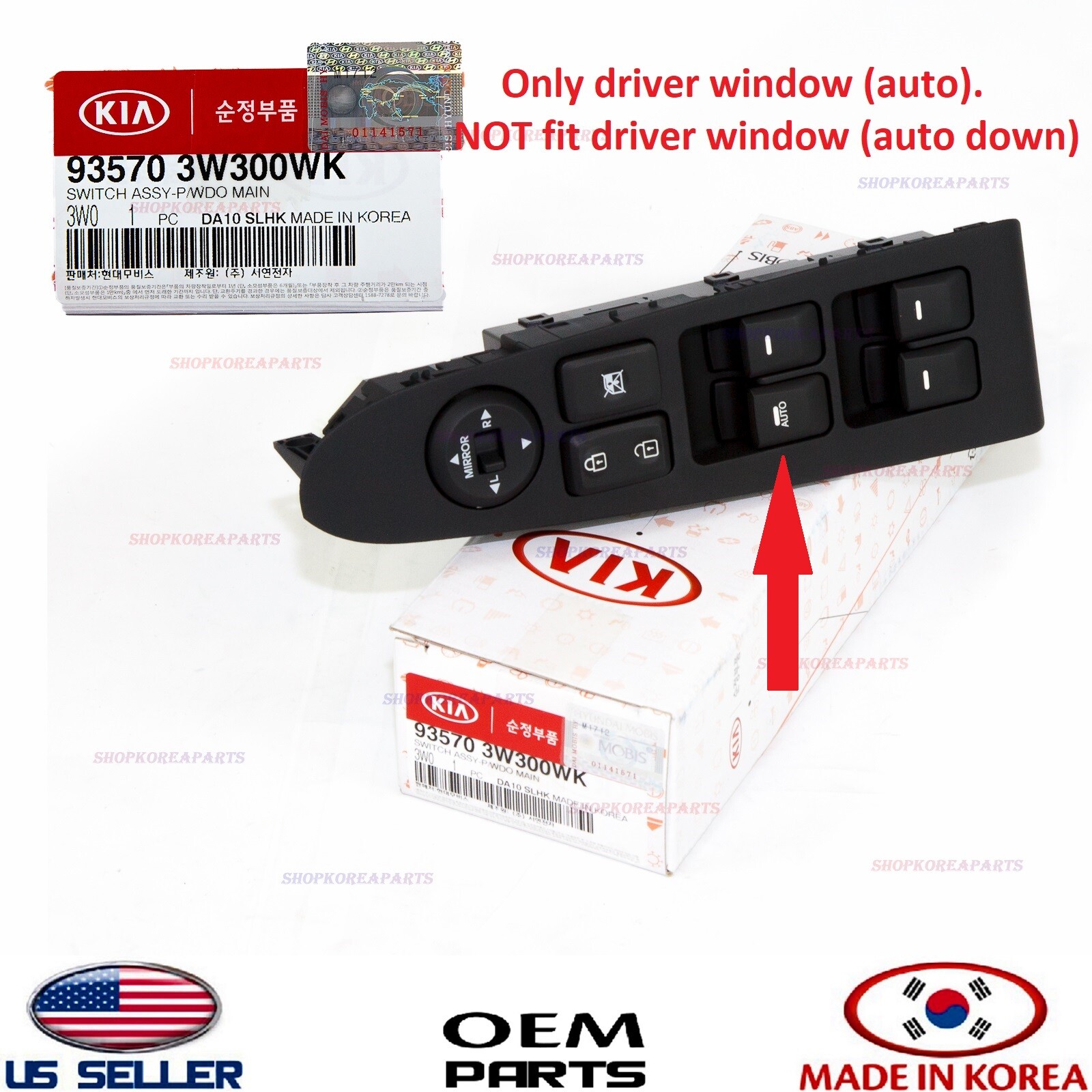 Genuine Power Window Main Switch OEM Kia Sportage 2011-2016 AUTO ONLY ...
