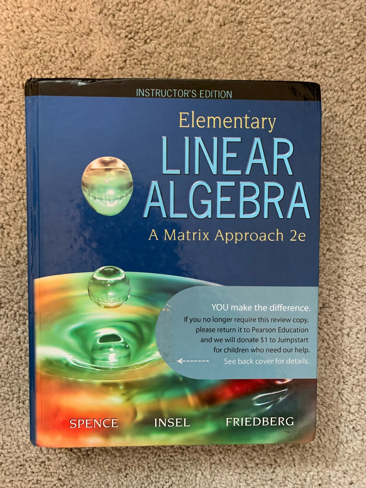 Elementary Linear Algebra : A Matrix Approach; Instructor's Edition by ...