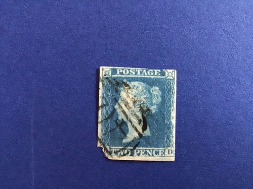 Great Britain 1841 Queen Victoria Imperforate Blue Two Pence Stamp ...