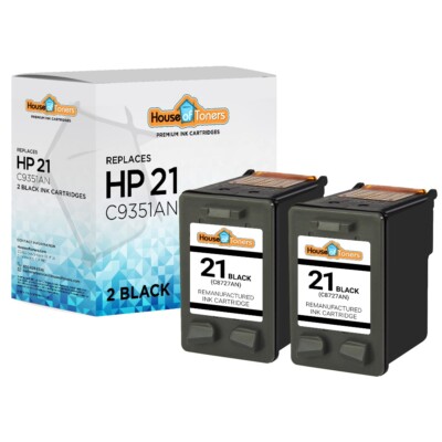 2PK Compatible With HP 21 Black Ink for HP 1250 3180 PSC 1219 1401 1406 ...