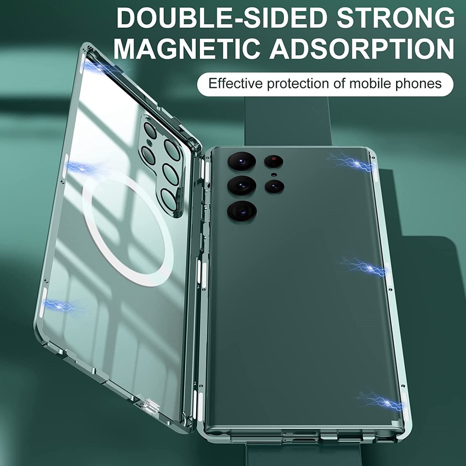 MagSafe Screen Glass Case 360 Full Magnetic Cover For Samsung S23 Ultra ...