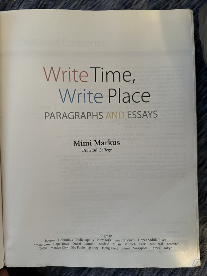 Write Time, Write Place: Paragraphs and Essays by Markus, Mimi ...