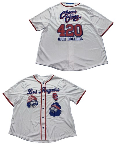 Cheech & Chong Los Angeles 420 High Rollers White Baseball Jersey Mens ...