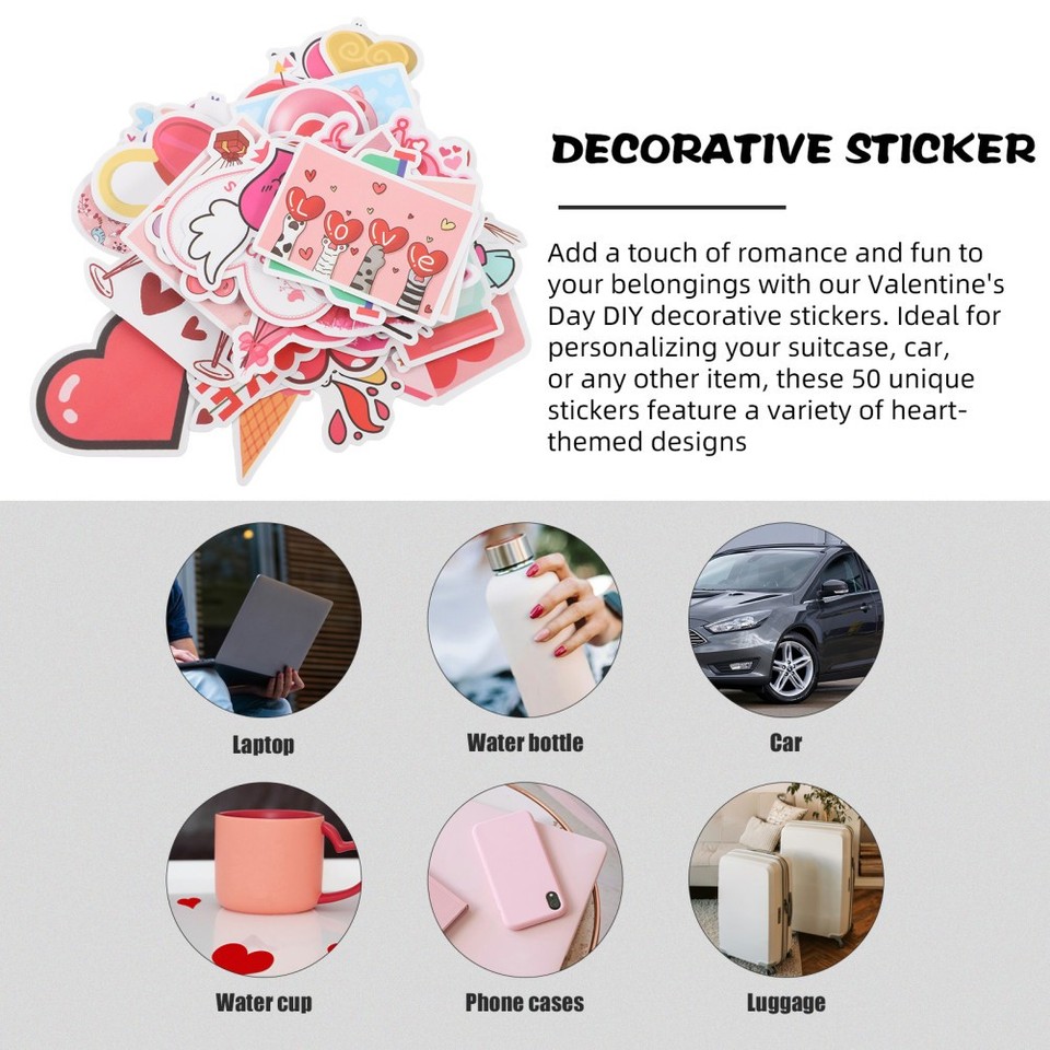 50 PCS Red Envelopes Stickers Small Heart Holiday for Kids Valentine ...